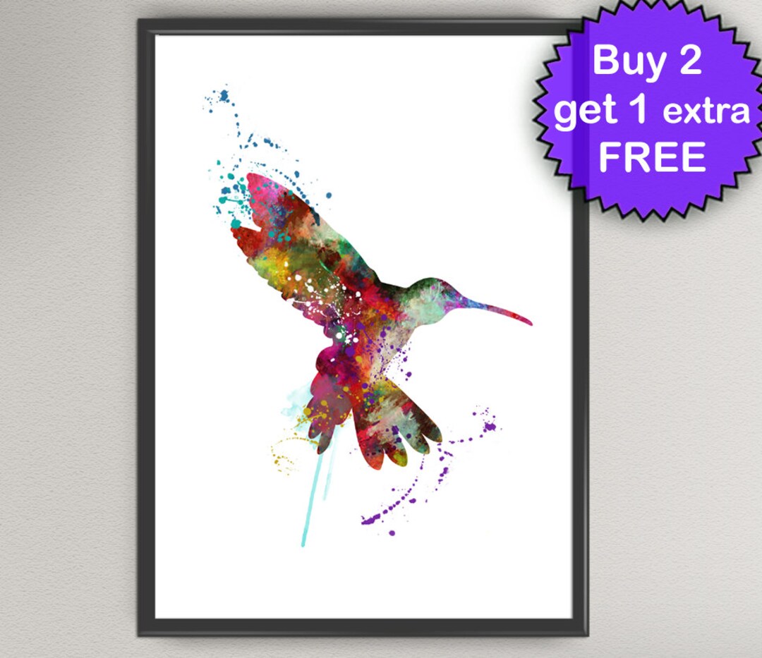 HUMMINGBIRD Watercolor Art Print Bird Ink Painting Illustrations Art ...