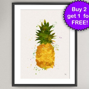 PINEAPPLE Prints Watercolor Art Print Fruits Ink Painting Original Art ...