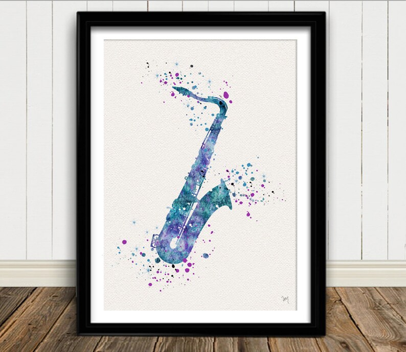 SAXOPHONE Watercolor Art Print Ink Music Instrument Painting - Etsy