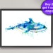 KILLER WHALE Orca Watercolor Art Print Blue Whale Sea Life Gift ...