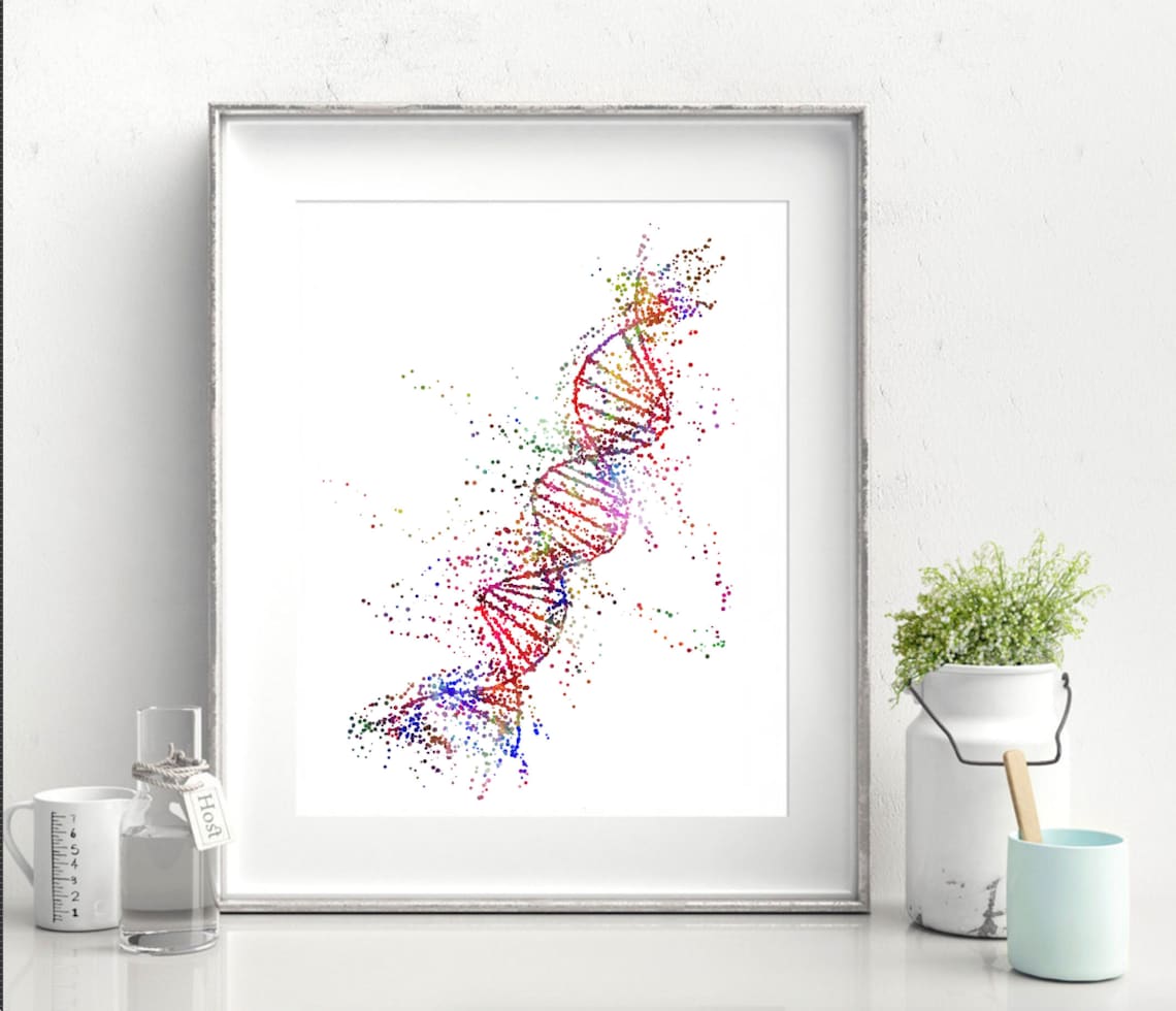 DNA Art Watercolor Print Science Human DNA Biology Print - Etsy
