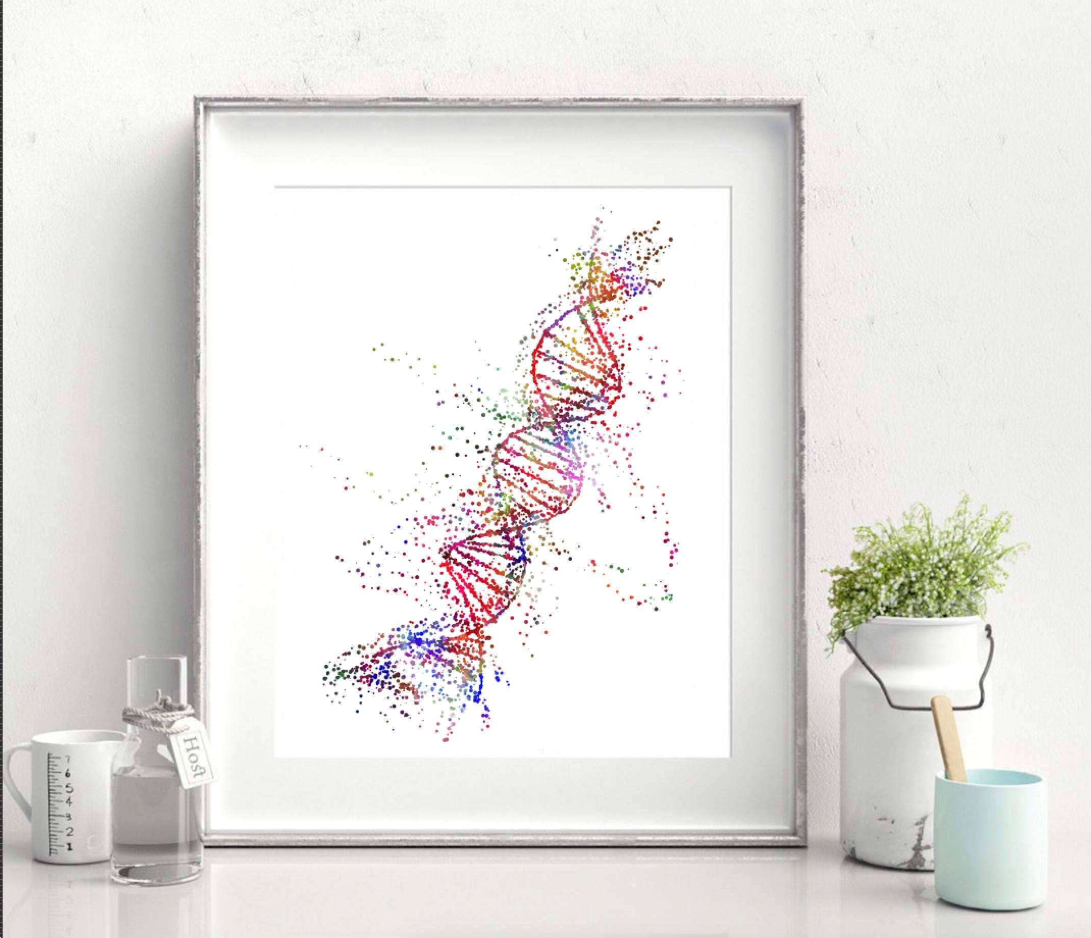 DNA Art Watercolor Print Science Human DNA Biology Print | Etsy