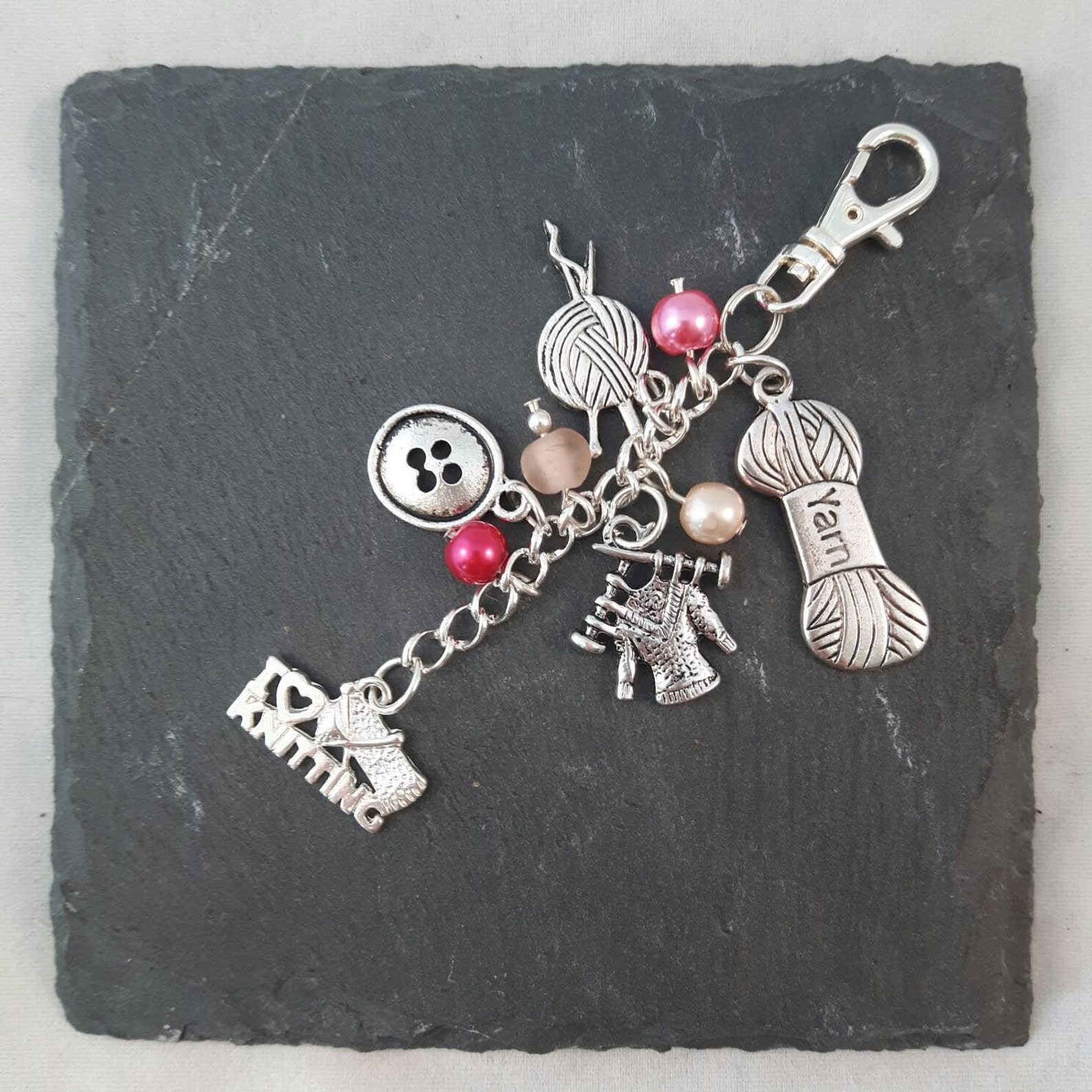 Knitting Bag Charm Knitting Gift Knitting Keychain - Etsy UK