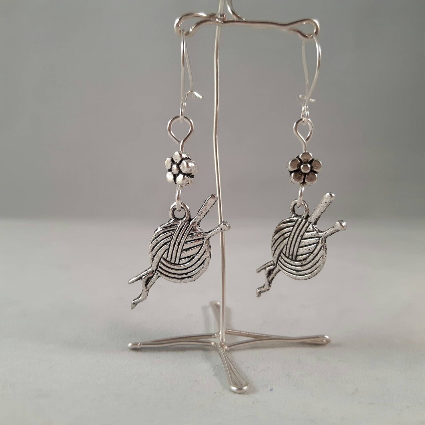 Knitting Needle Earrings - Knitting Gift - Etsy UK