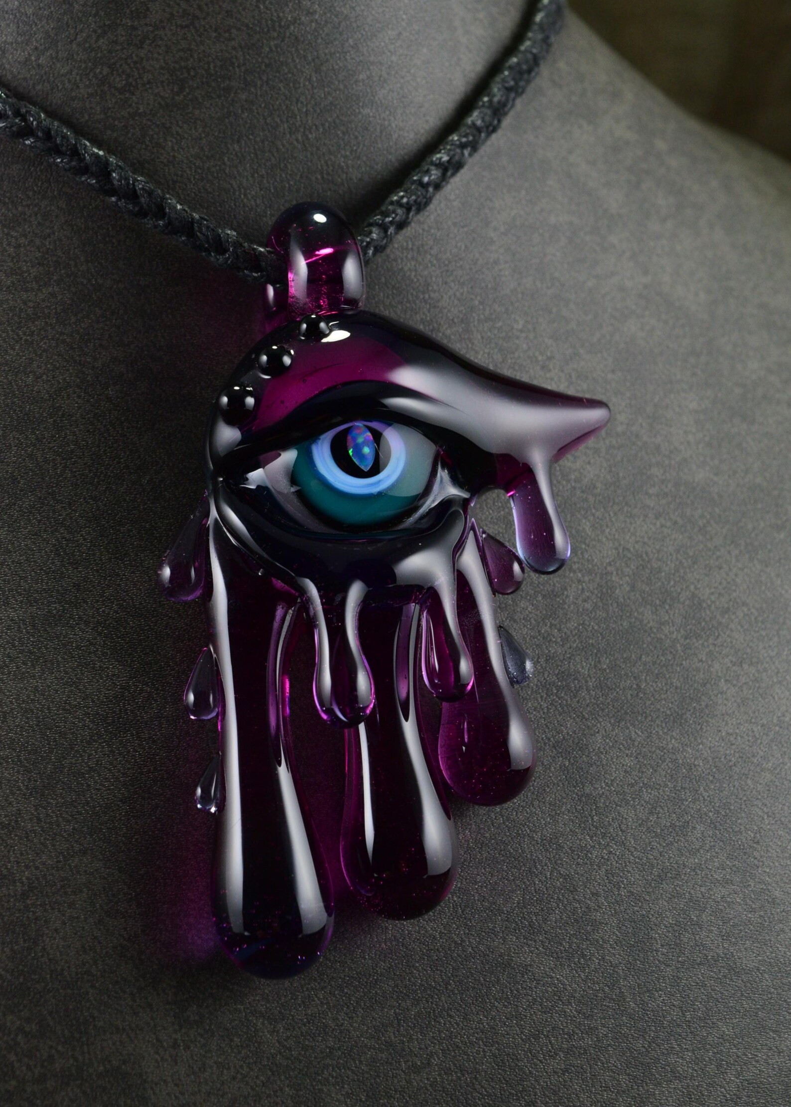 Gold Purple Glass Drippy Eye Pendant - Etsy