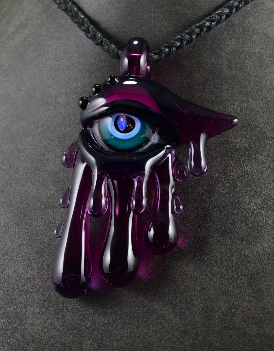Gold Purple Glass Drippy Eye Pendant - Etsy