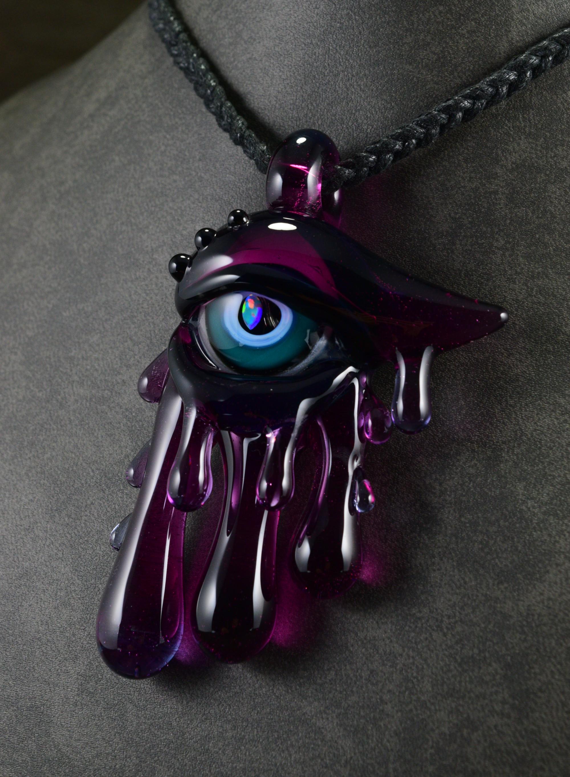 Gold Purple Glass Drippy Eye Pendant - Etsy
