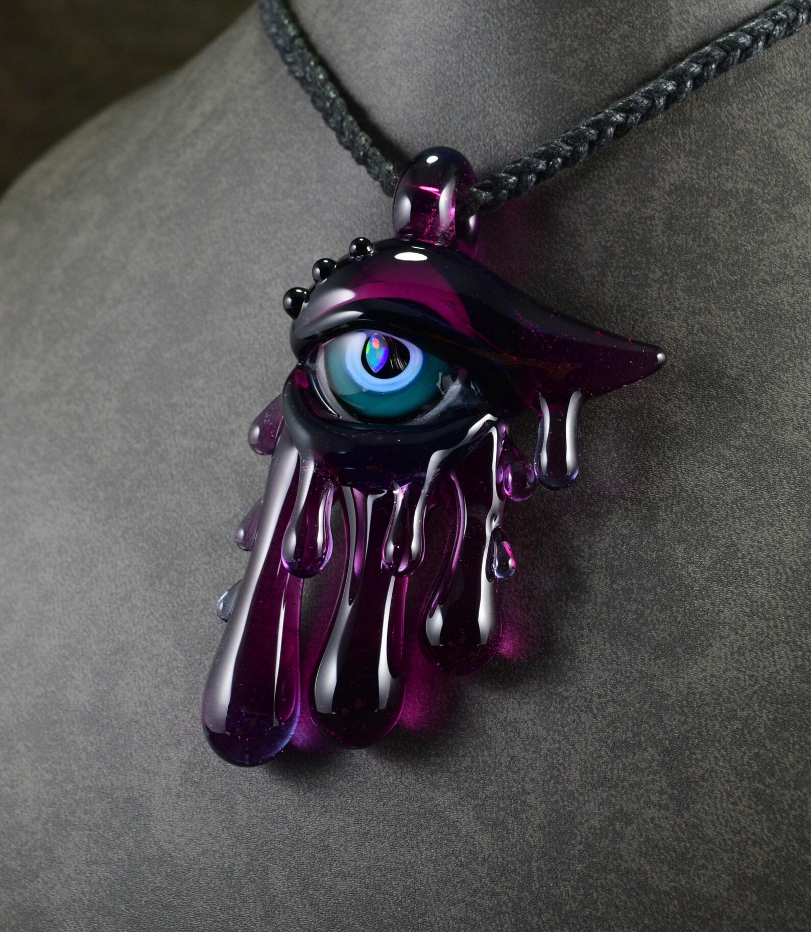 Gold Purple Glass Drippy Eye Pendant - Etsy
