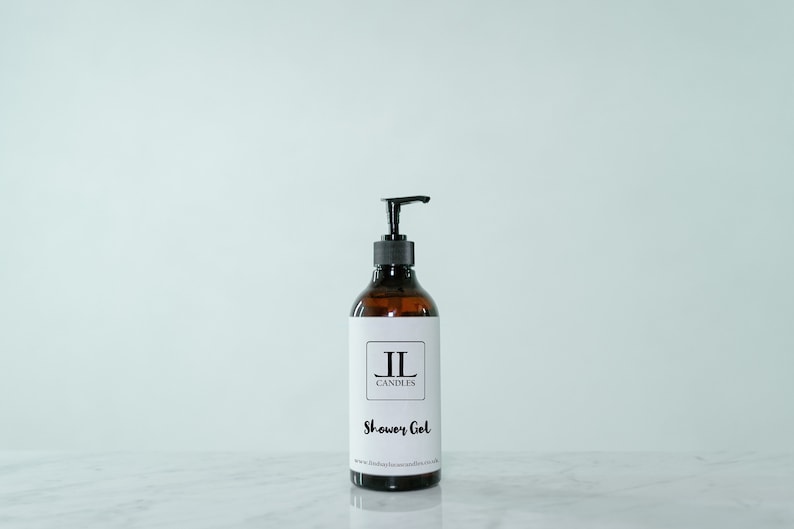 Gel de ducha corporal de lima, albahaca y mandarina, botella de vidrio ...