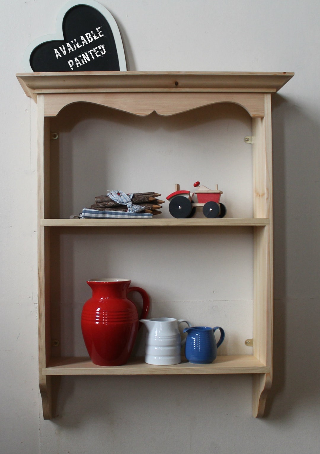 French Wall Shelf Country Shelving for Display and Storage, Solid Pine ...