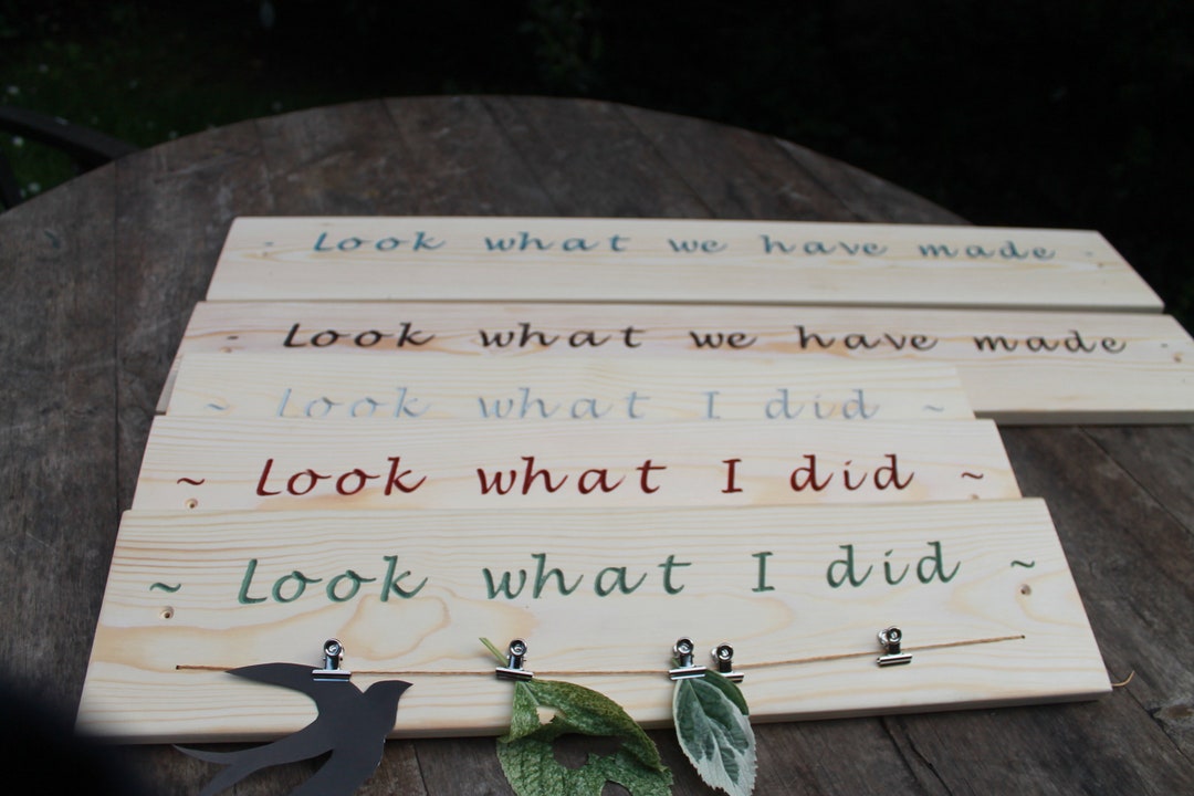 Hanging Pegs Kids Art Display Sign Look What I Did Picture Hanger ...