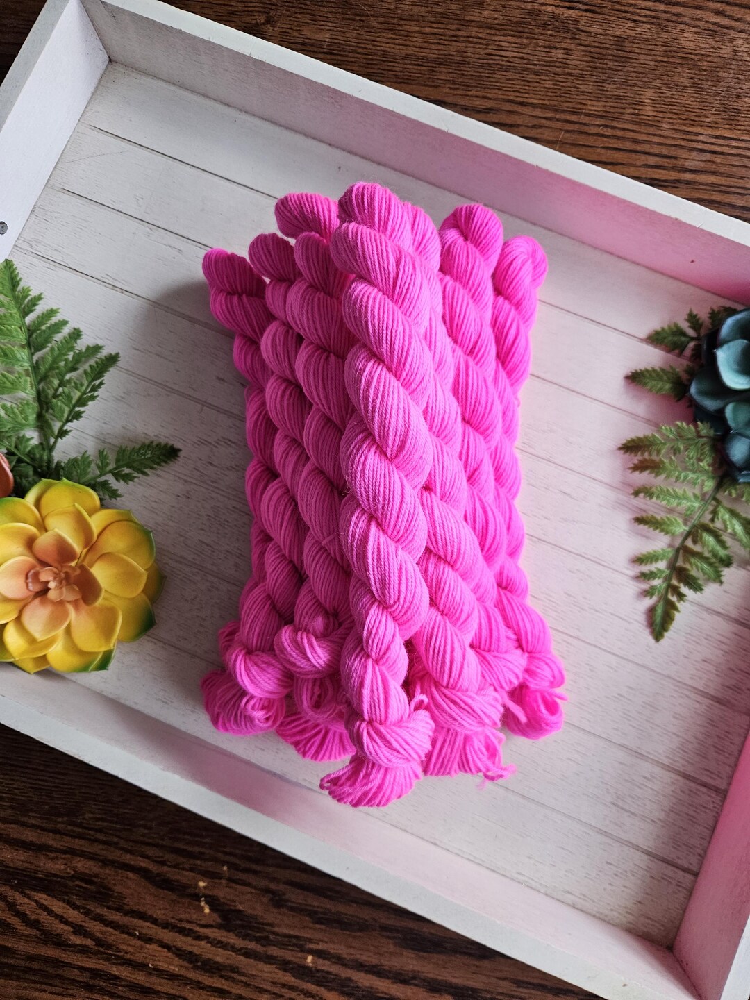 Shocking Pink Mini Skein Standard Sock | Hand Dyed Fingering Weight ...