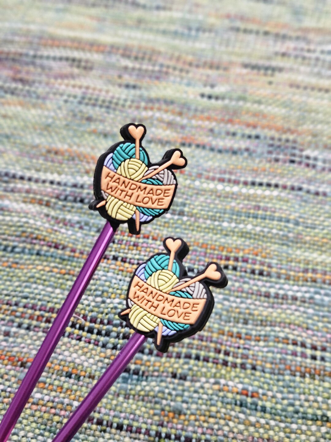 Knitting Heart (orange) Needle Stopper Protector - Set of 2 Needle ...