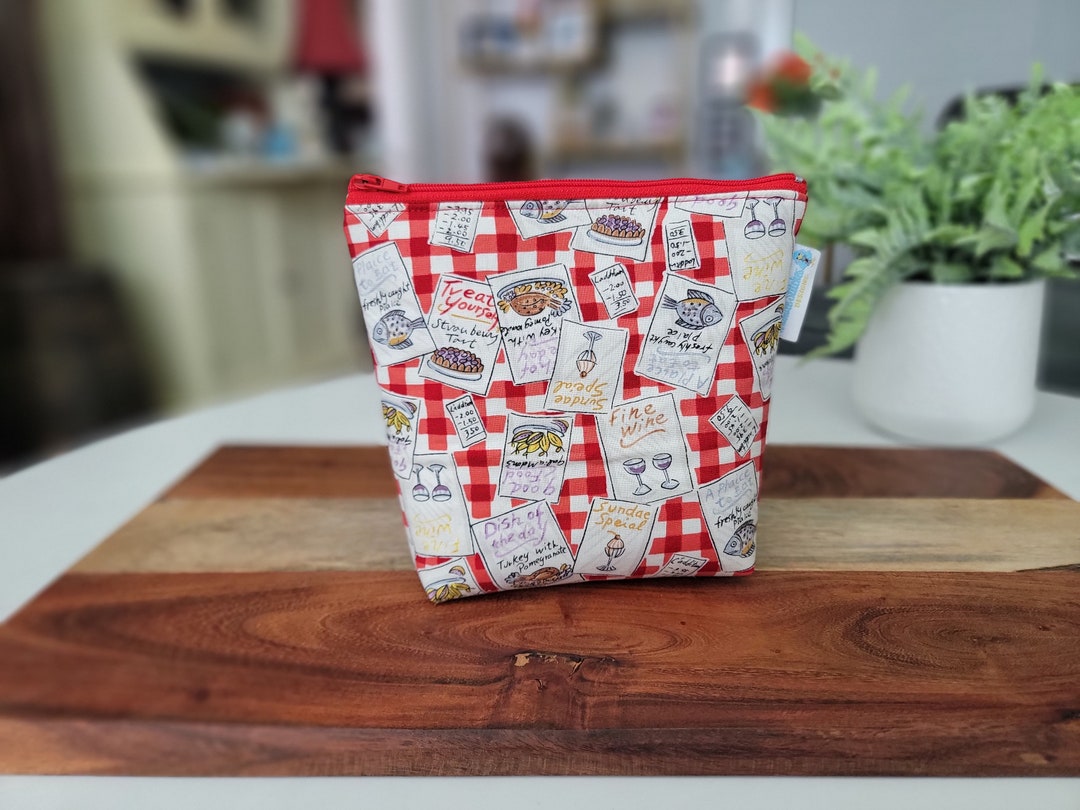 Retro Red Checker Dining Theme Large Notions Pouch Zippered - Etsy