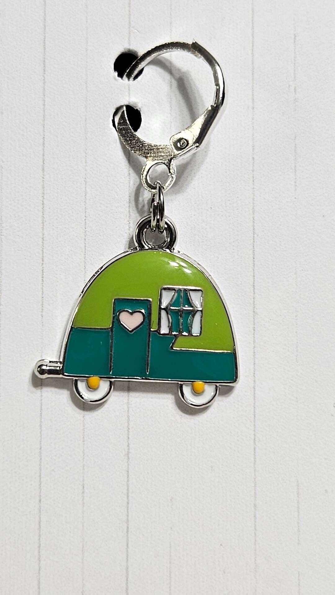 RV Caravan Camper - Enamel Stitch Marker Progress Keeper - Silver Lever ...