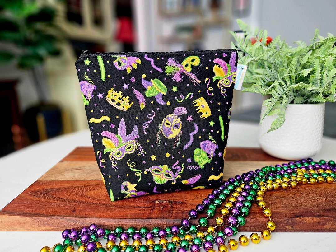 Mardi Gras Masks - Small Clutch Style Knitting Crochet Project Bag ...