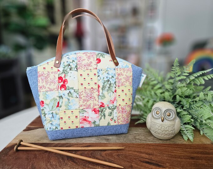 Summer Florals Patchwork Yellow/red Medium Zippered Project Bag for ...