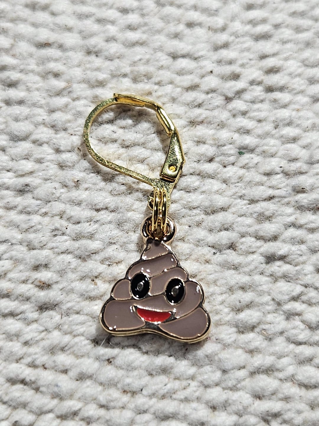 Poop Emoji - Stitch Marker, Progress Keeper With Gold Lever Back ...