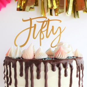 Fifty Acrylic Cake Topper, 50 Number Cake Topper, Milestone Birthday ...