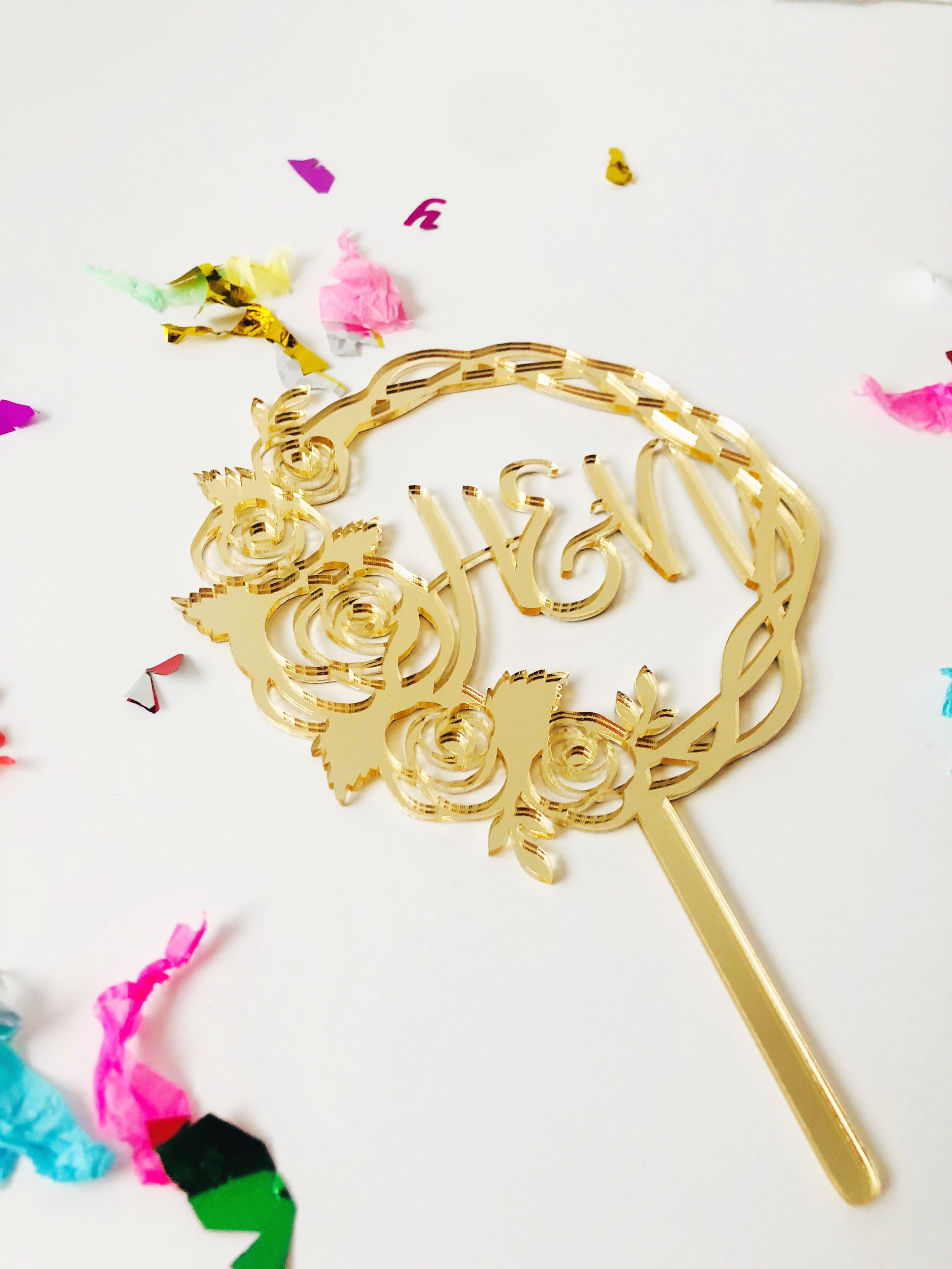 Wedding Acrylic Gold Mirror Cake Topper Name Cake Topper - Etsy