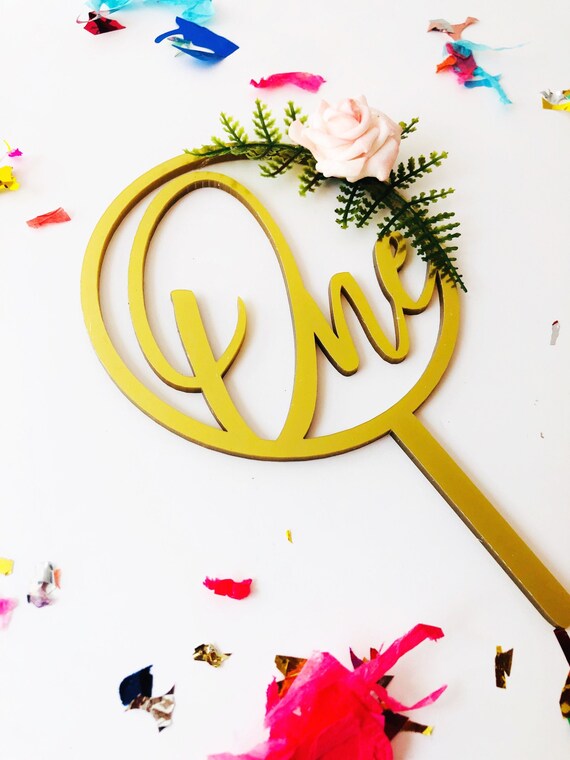 One Gold Acrylic Cake Topper 1 Number Cake Topper Milestone - Etsy UK