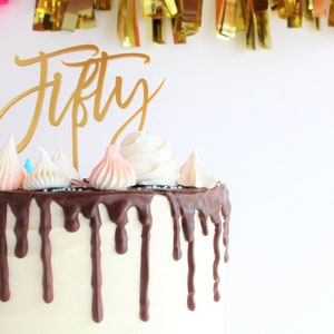 Fifty Acrylic Cake Topper, 50 Number Cake Topper, Milestone Birthday ...