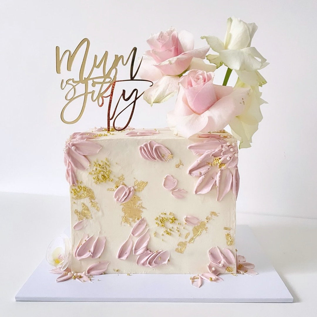 Personalised Cake Topper | Gold Mirror Cake Topper | Custom Cake Topper ...