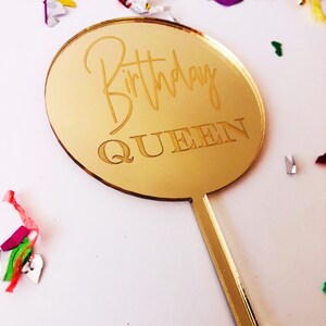 Birthday Queen Gold Mirror Acrylic Cake Topper - Etsy