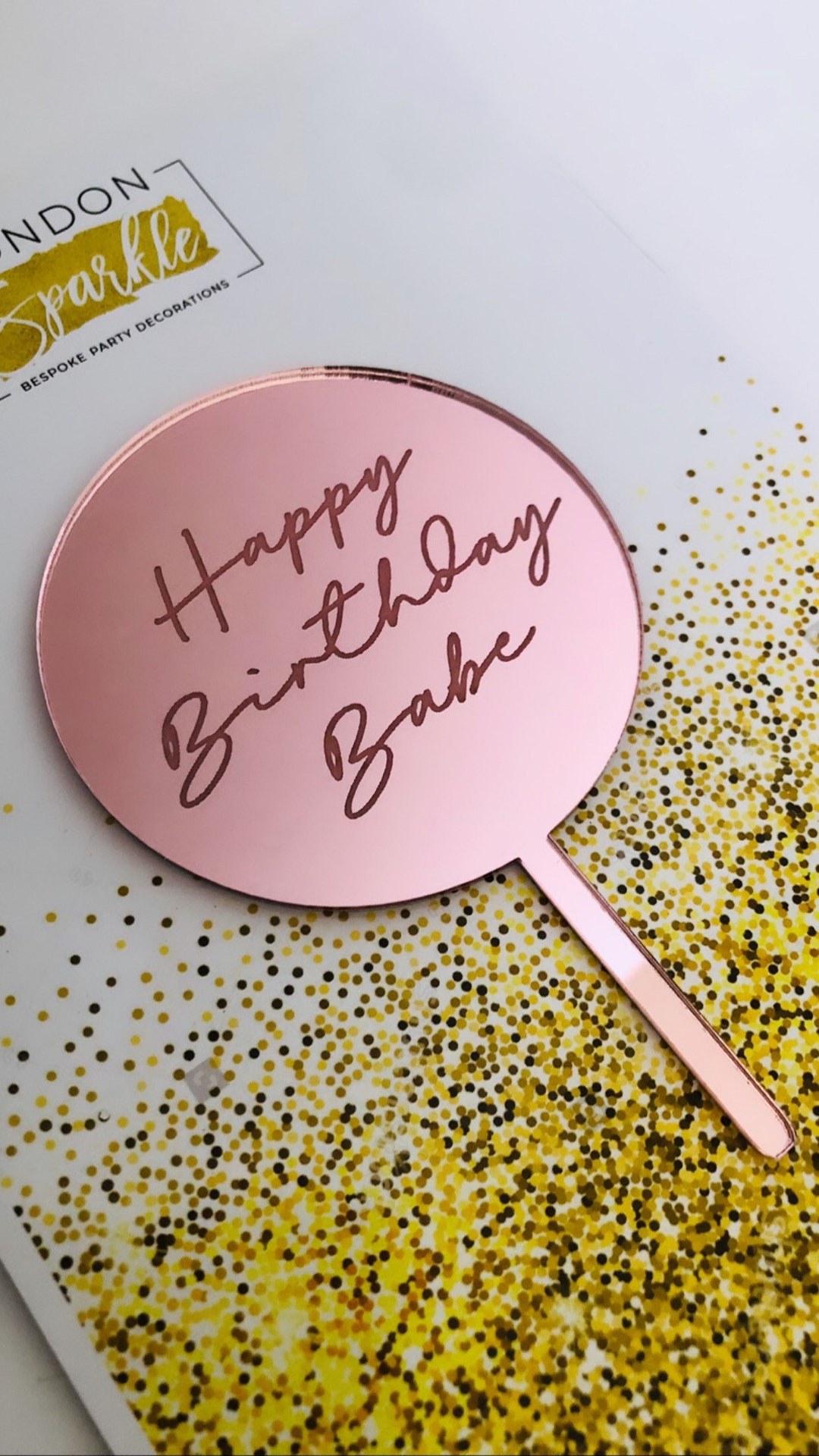 Birthday Cake Topper, Mirror Mini Acrylic Cake Topper, Fancy Cake ...