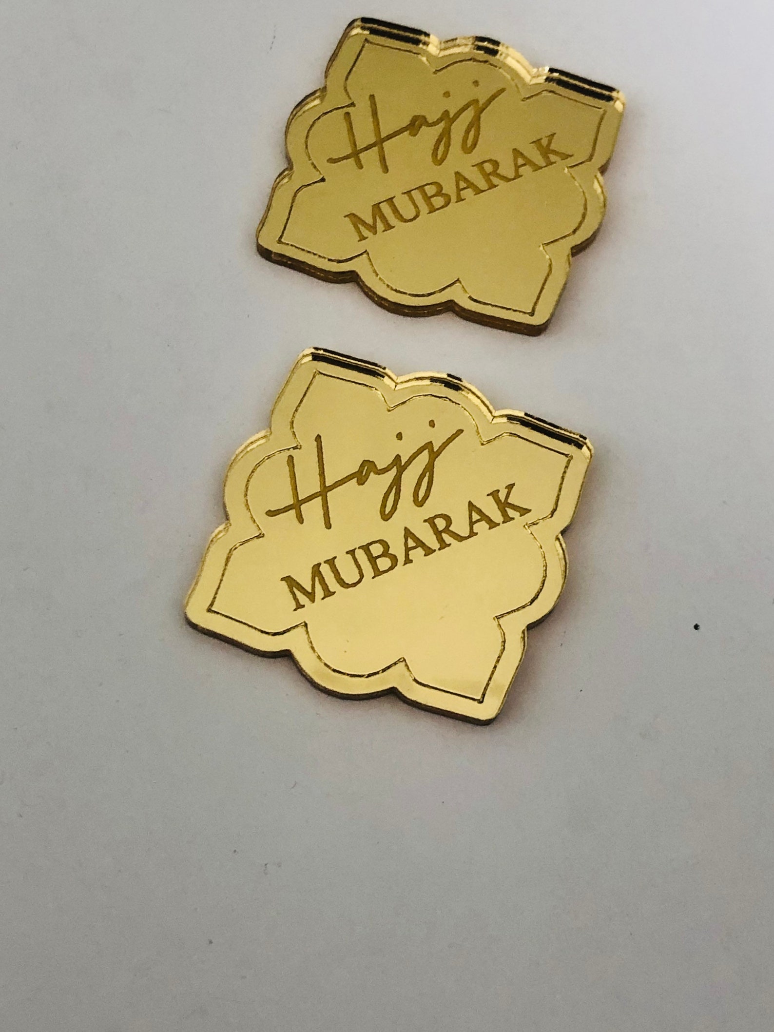 Hajj Mubarak Cake Charm: Engraved Mirror Acrylic Gift Tag - Etsy