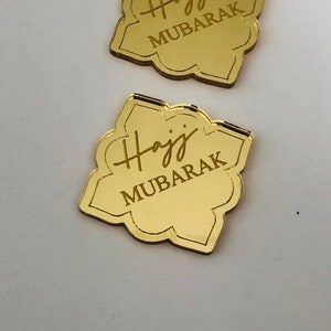 Hajj Mubarak Cake Charm: Engraved Mirror Acrylic Gift Tag - Etsy