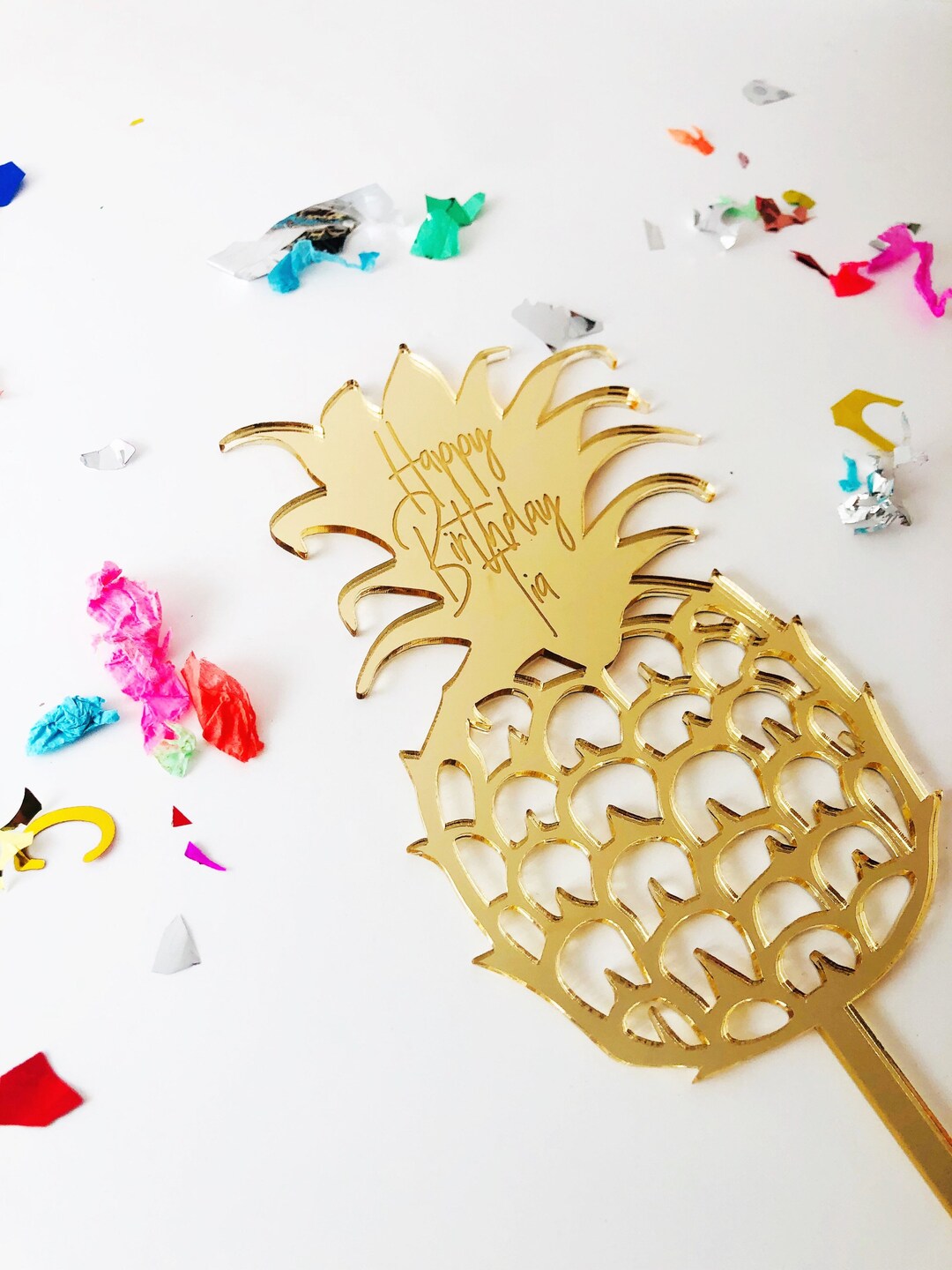 Pineapple Acrylic Cake Topper, Fancy Cake Topper, Milestone Birthday ...