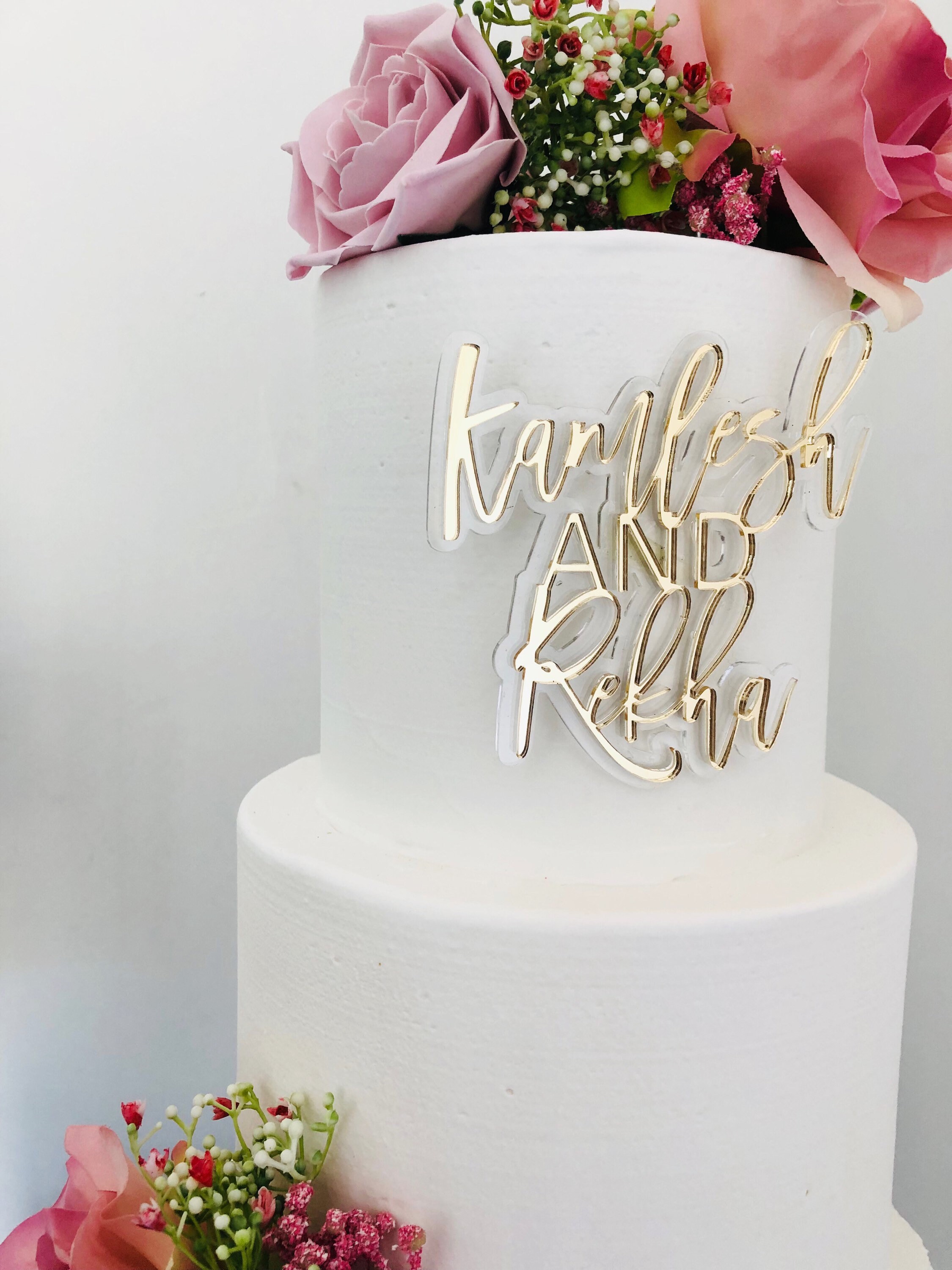 Mirror Acrylic Wedding Cake Charm Personalised Cake Charm - Etsy