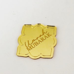 Umrah Mubarak Mirror Acrylic Cake Charm Cake Disc Gift Tag, Mirror ...