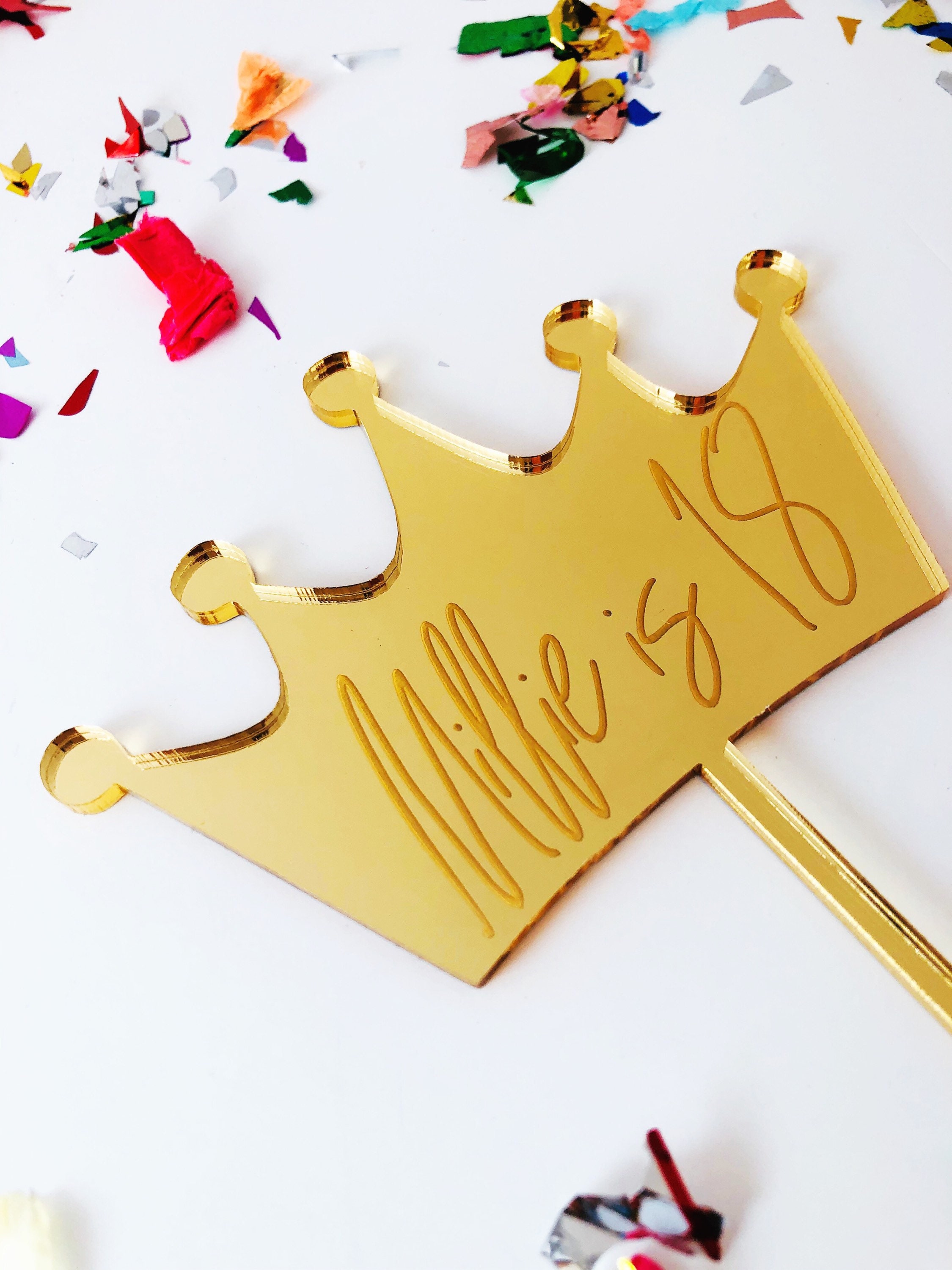 Custom Crown Gold Mirror Mini Acrylic Cake Topper Fancy Cake - Etsy UK