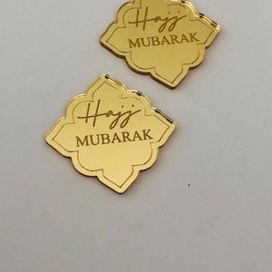 Hajj Mubarak Cake Charm: Engraved Mirror Acrylic Gift Tag - Etsy