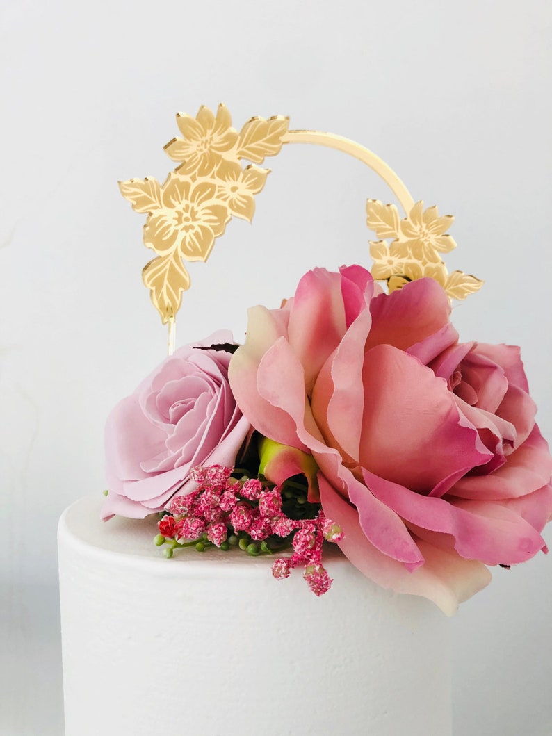 Acrylic Wedding Cake Topper Arch Double Floral Cake Topper - Etsy UK