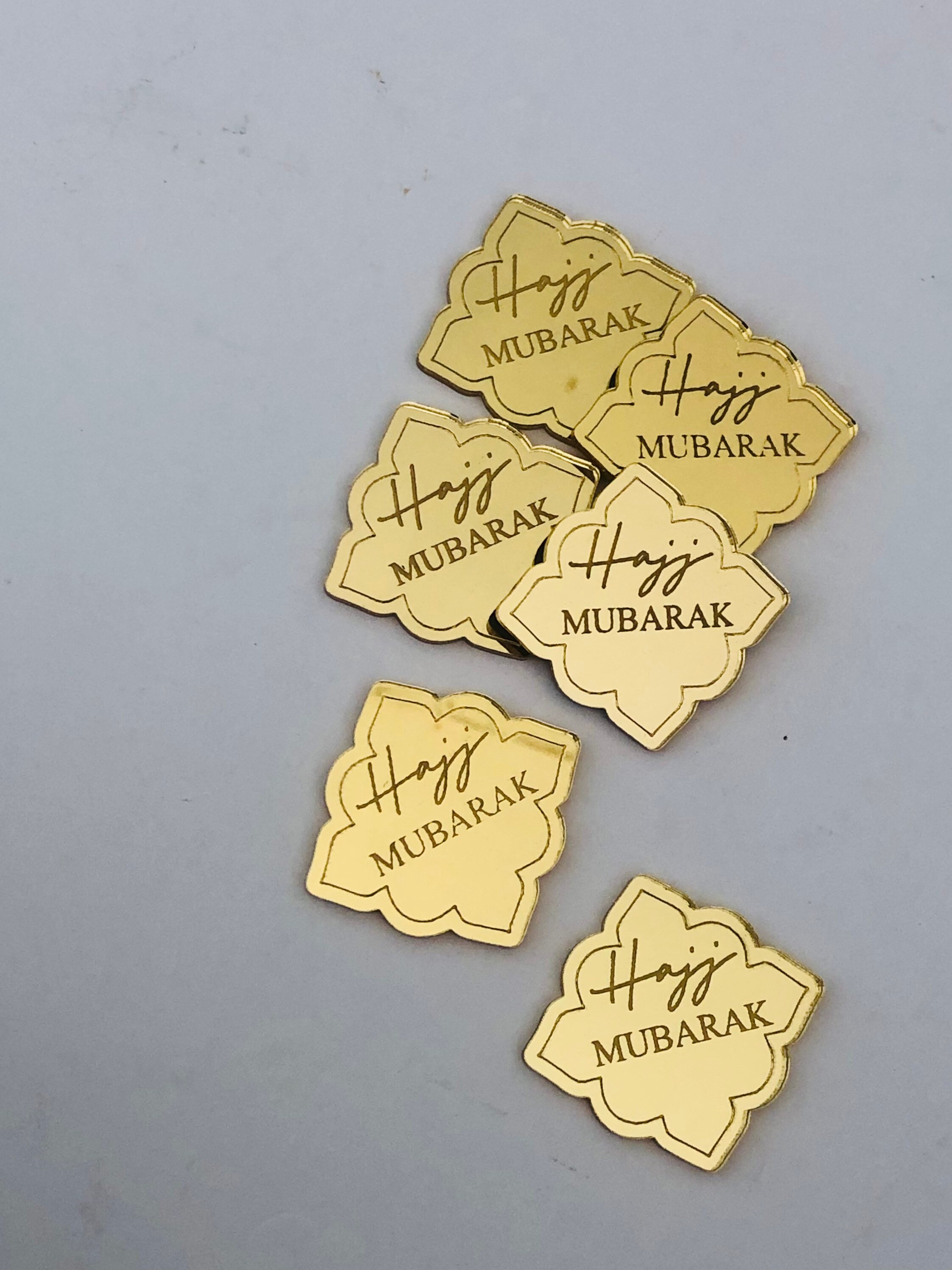 Hajj Mubarak Cake Charm: Engraved Mirror Acrylic Gift Tag - Etsy
