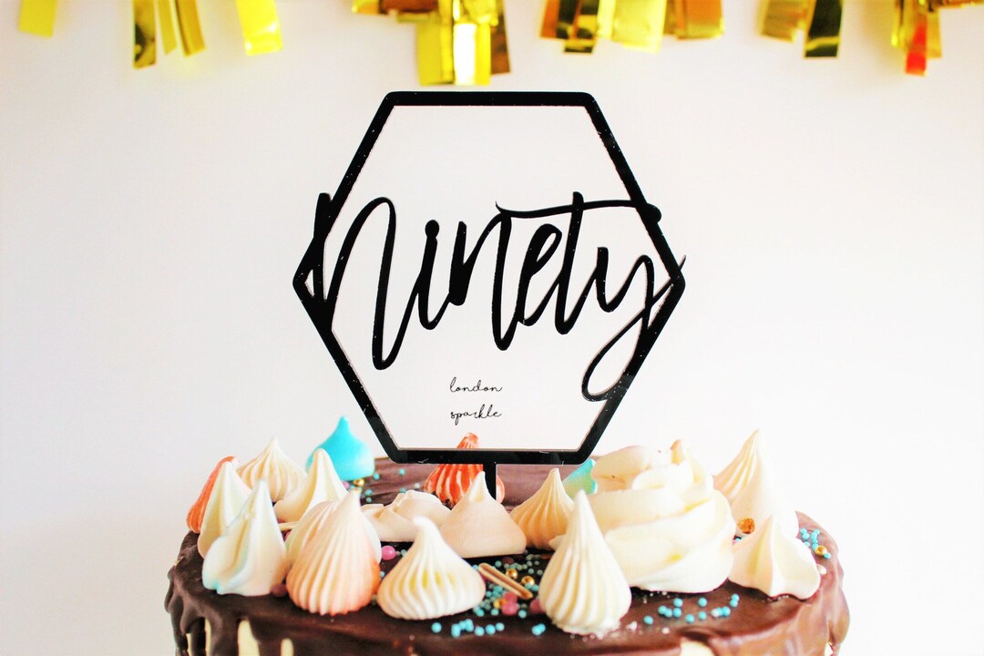 Ninety Acrylic Cake Topper: 90th Birthday Milestone - Etsy