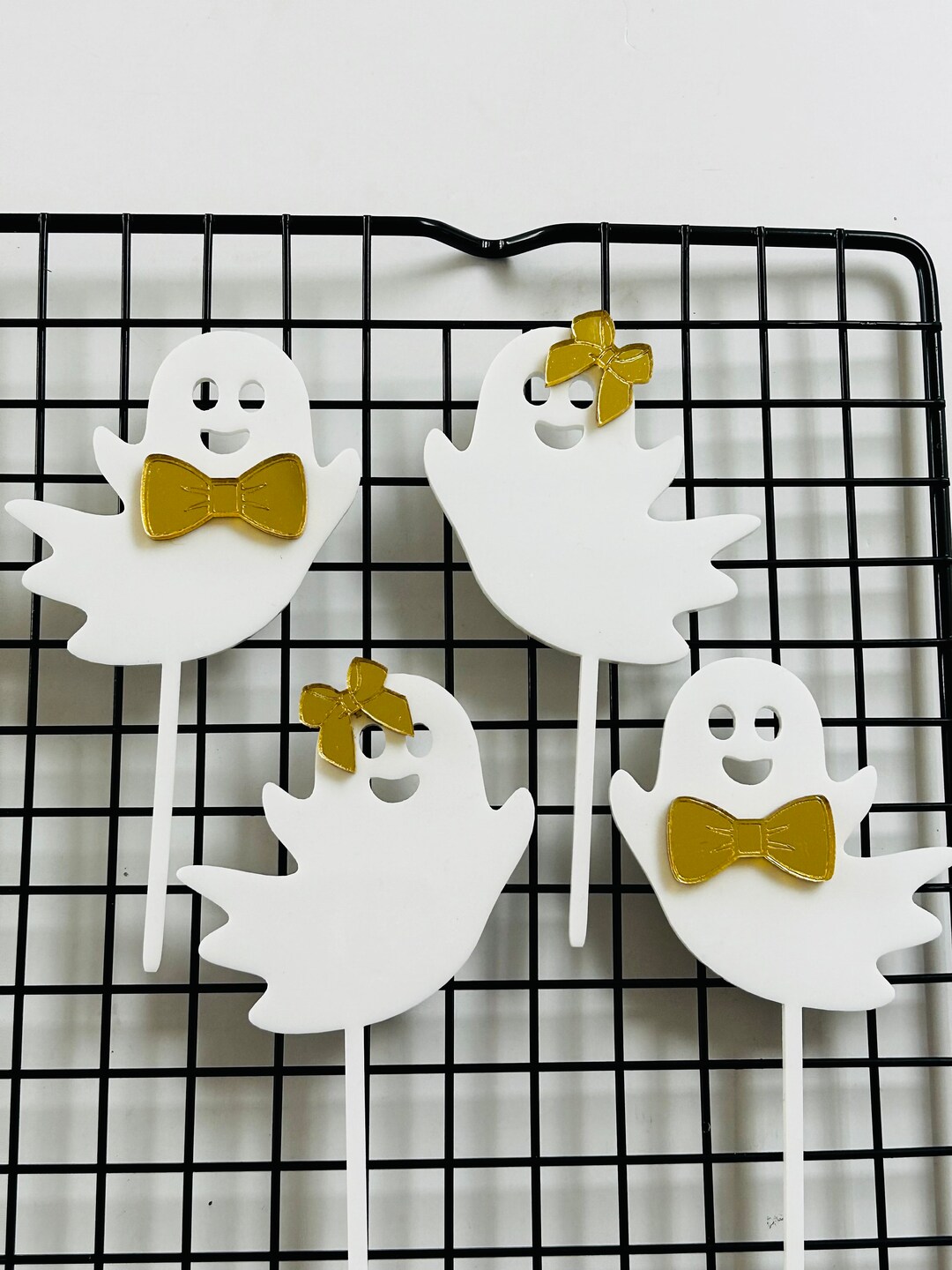 Halloween Cake Topper Pack 4 Ghost Toppers Halloween Acrylic Cake ...