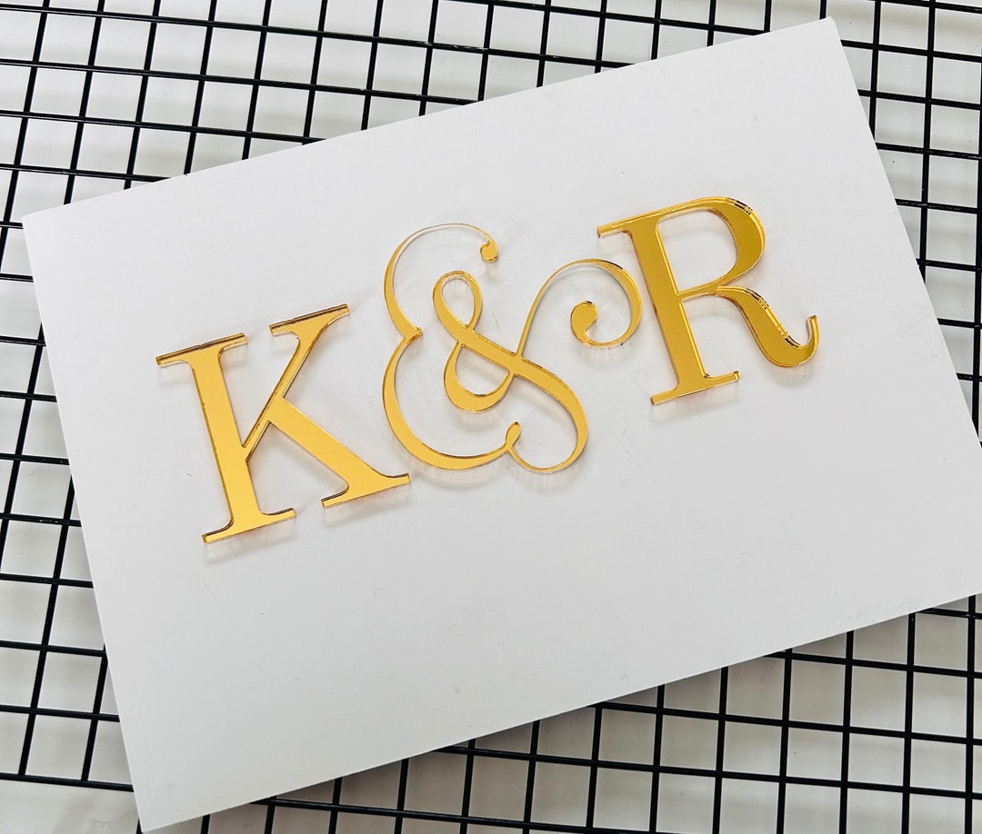 Wedding Acrylic Cake Charm | Engagement Acrylic Charm | Initial Personalised Charm | Wedding ...