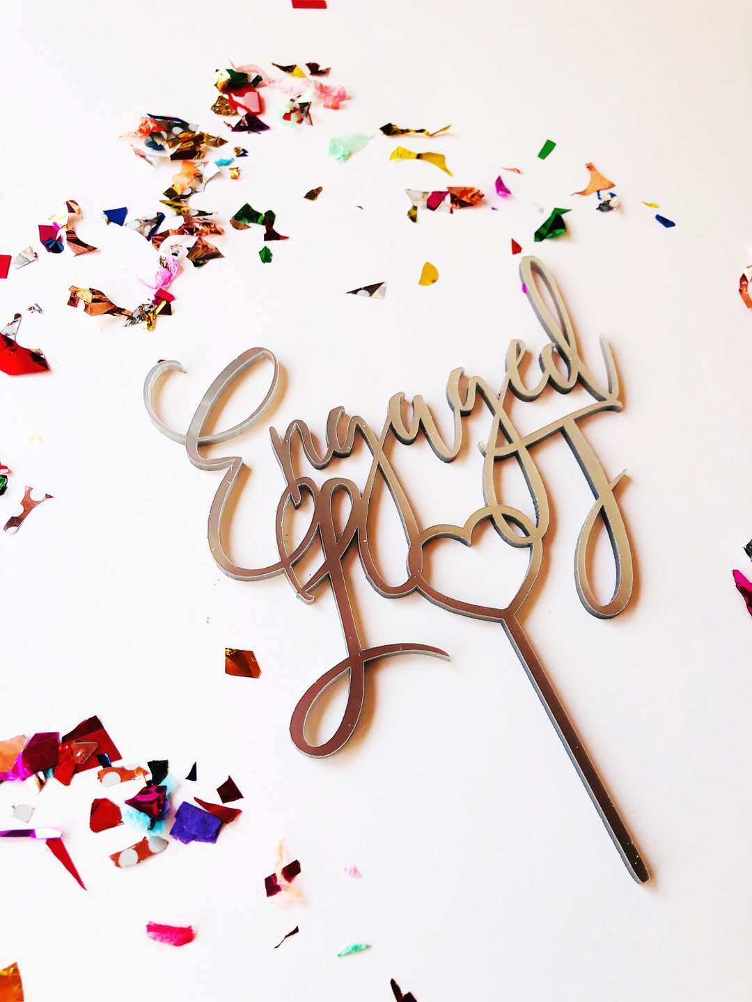 Engaged Cake Topper, Personalised Engagement Topper Name Cake Topper ...