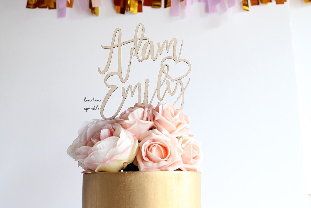 Custom Wood Wedding Cake Topper | Personalized Name Anniversary ...