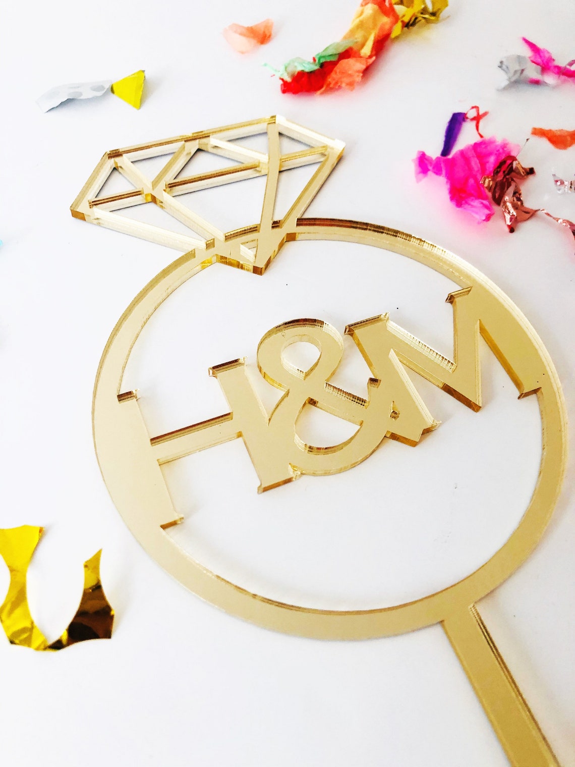 Engaged cake topper engaged ring topper wedding cake topper | Etsy