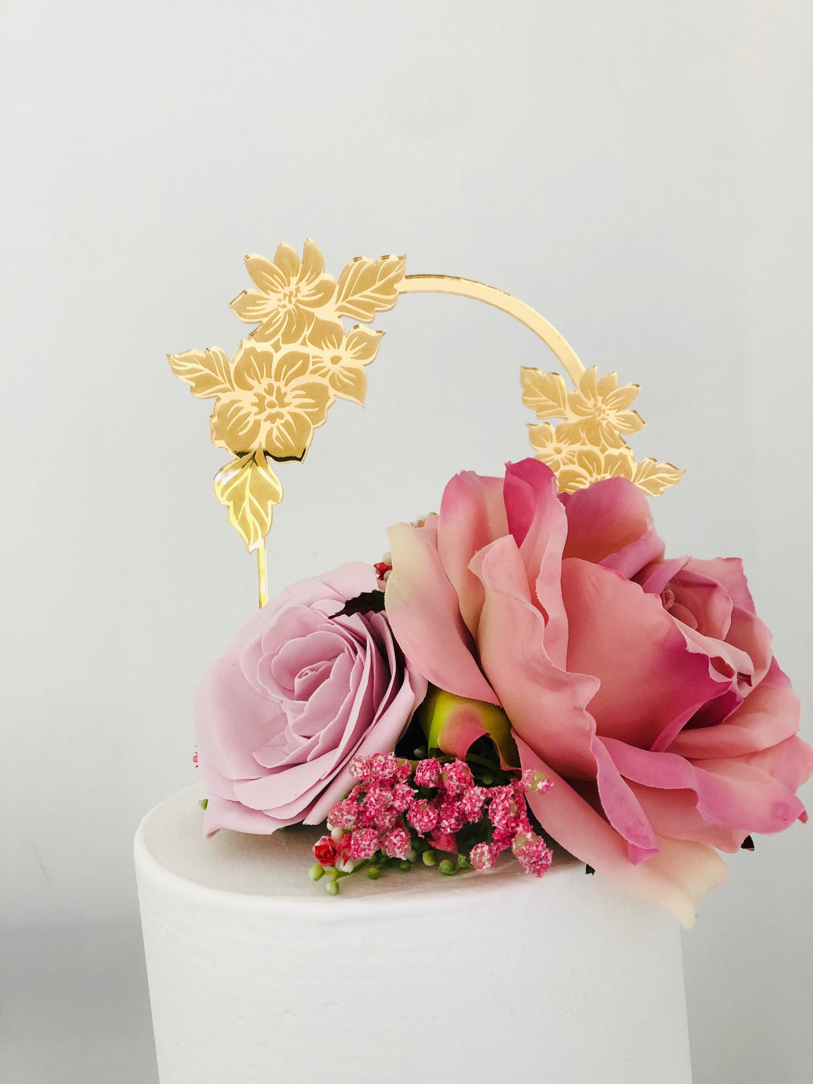 Acrylic Wedding Cake Topper Arch Double Floral Cake Topper - Etsy UK