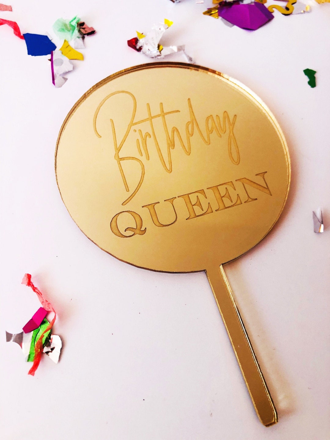 Birthday Queen Gold Mirror Acrylic Cake Topper - Etsy