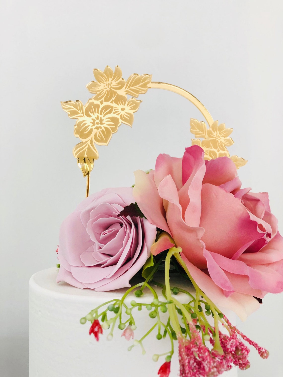 Acrylic Wedding Cake Topper Arch Double Floral Cake Topper - Etsy UK