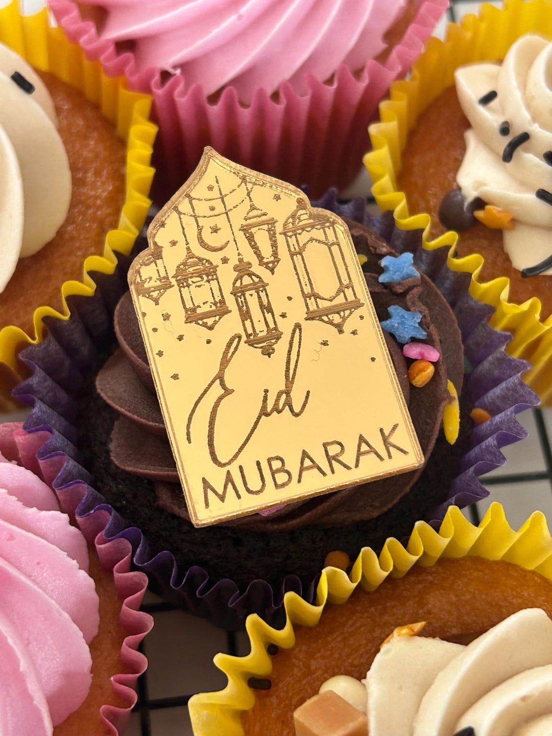 Eid Mubarak Cake Charm: Engraved Acrylic Ramadan Cupcake Topper - Etsy
