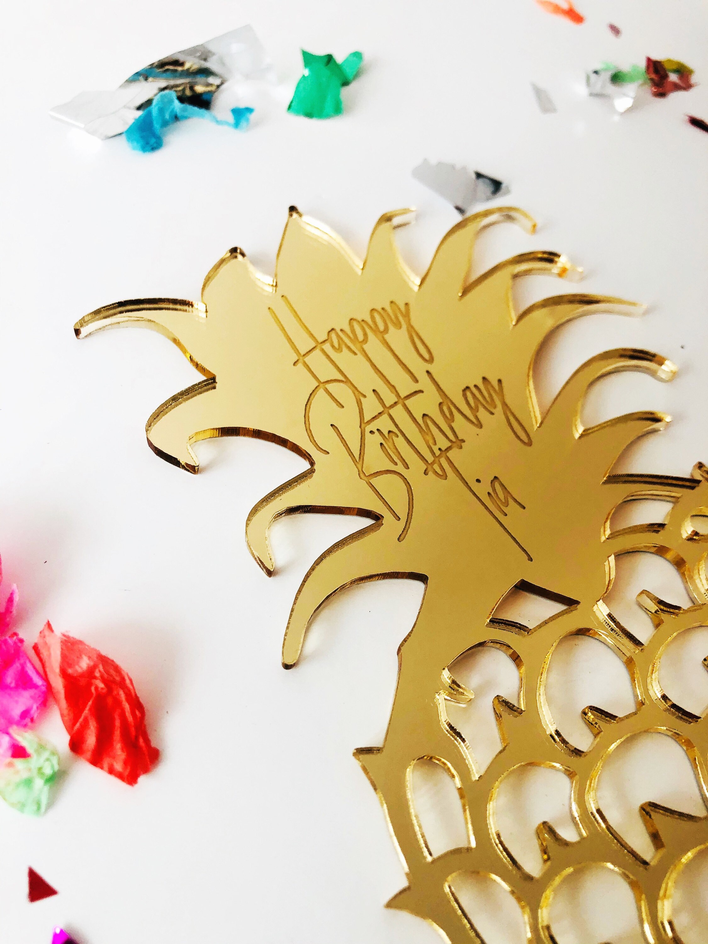 Pineapple acrylic cake topper fancy cake topper milestone | Etsy