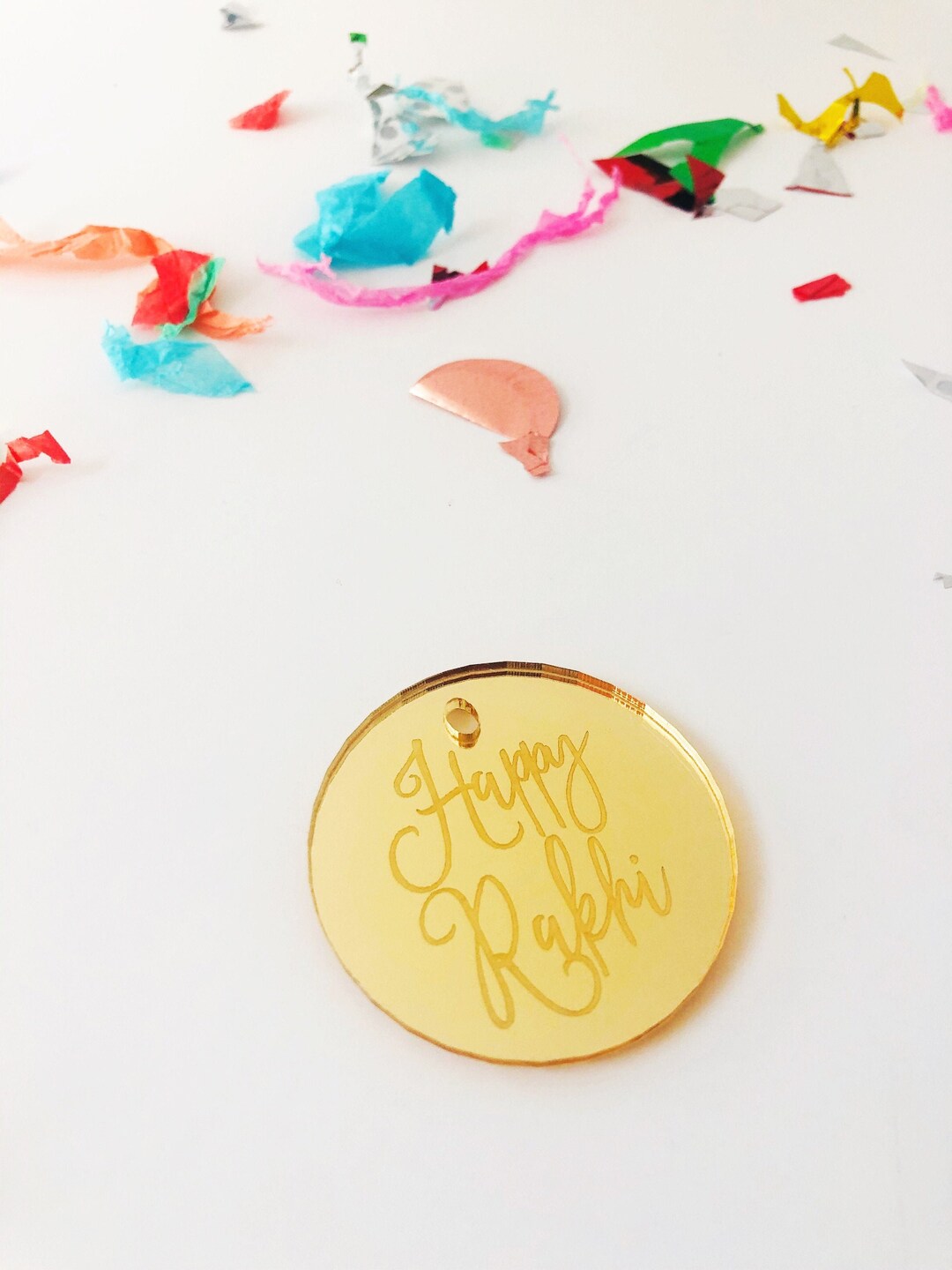 Happy Rakhi Acrylic Wood Gift Tag, Mirror Acrylic Gift Tags, Engraved ...